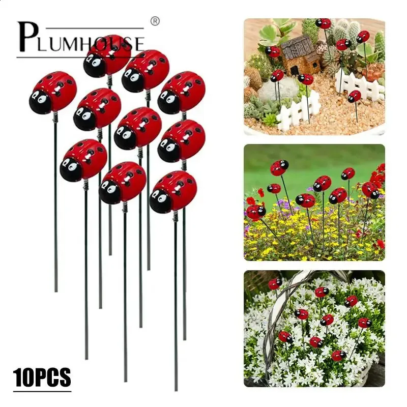 10 Red Ladybug Decorations for Garden, Yard & Planters - Cute Outdoor ...