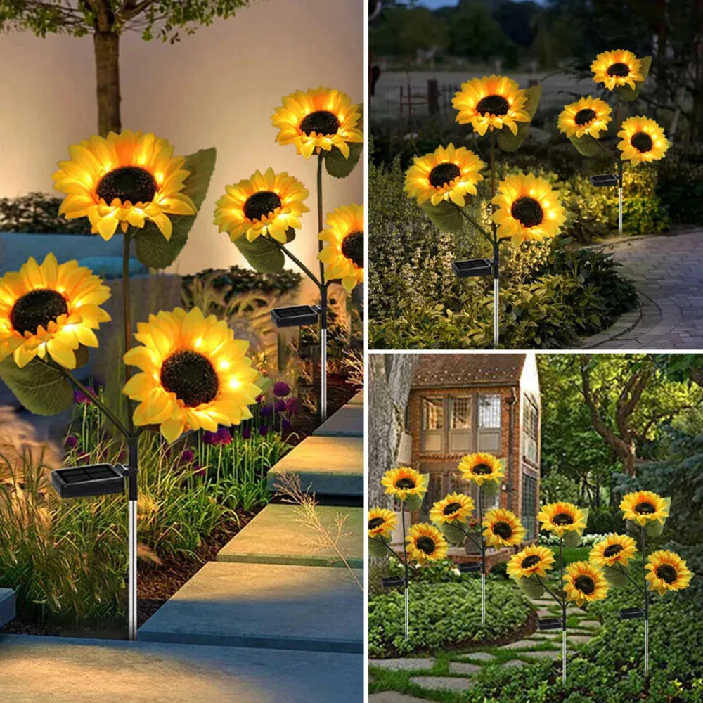 Waterproof LED Solar Sunflower Rose Flower solar...