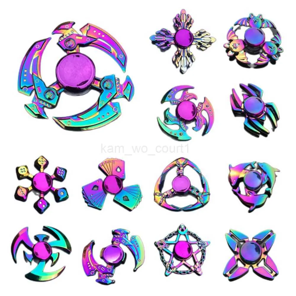 Metal Rainbow Gradient Fidget Spinner - Quiet Bearing EDC Hand Toy for ...