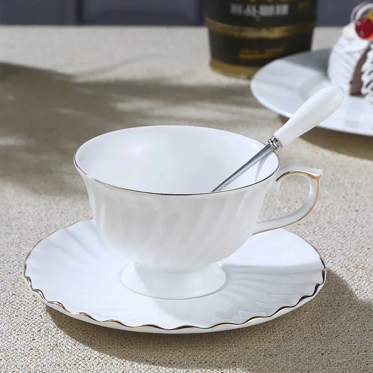 Premium Ceramic Tea Cup and Saucer Set - Elegant Flower Shaped Teacup ...
