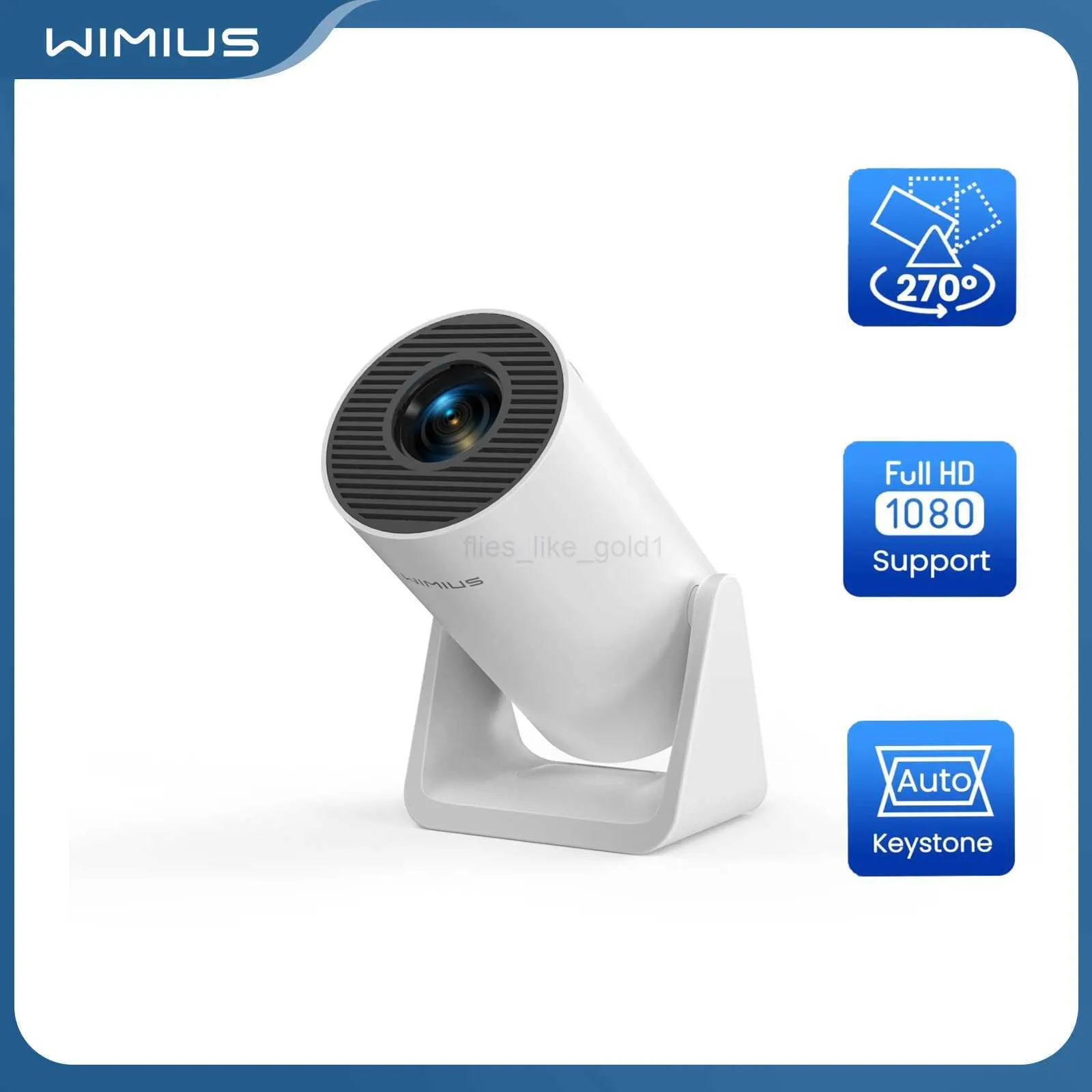 Wimius 1080p Mini Projector, 270° Rotating Bracket, 300 ANSI, 5G WiFi ...