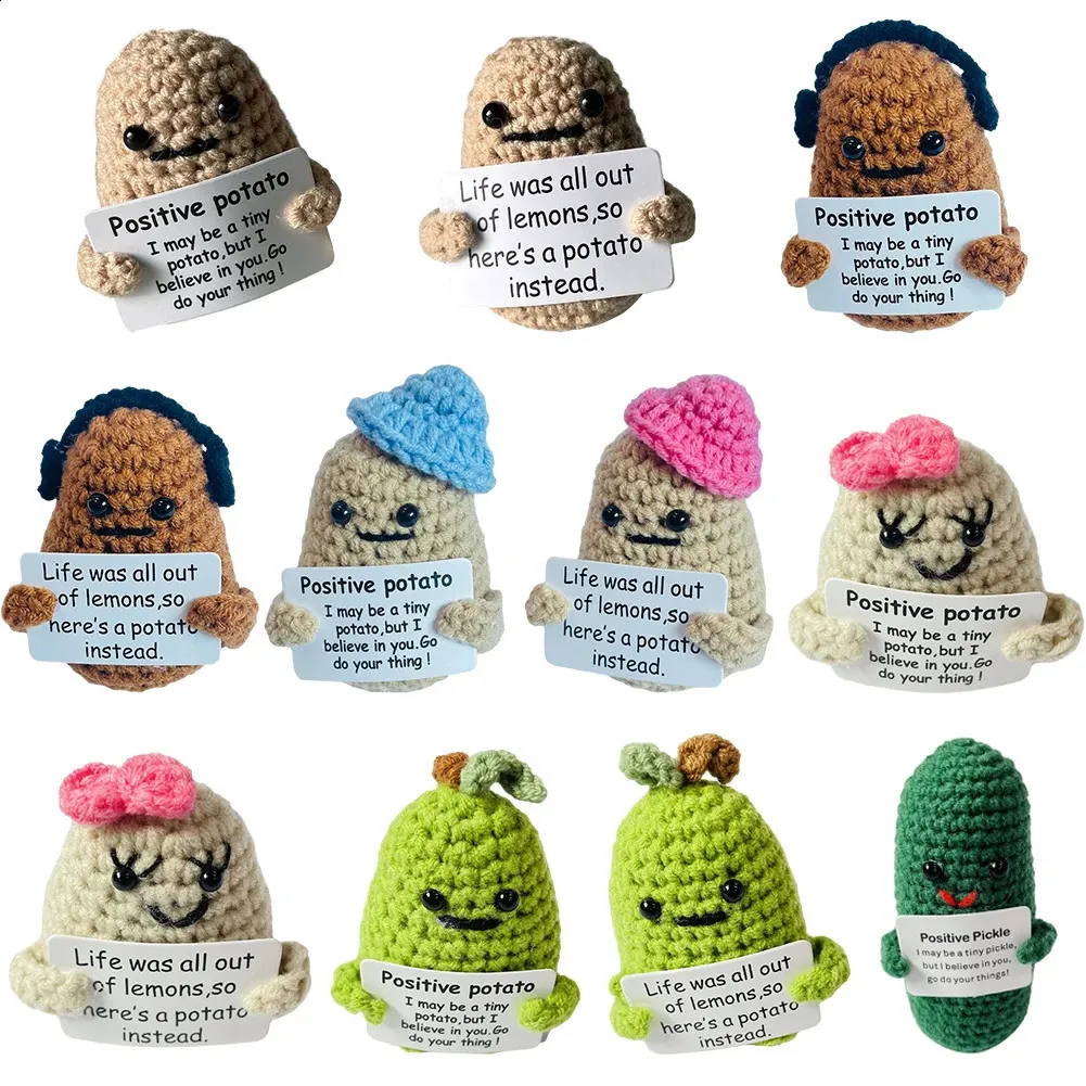 Potato Hug Pocket Plushie, Mini Wool Knitted Doll Positive Energy Gift ...