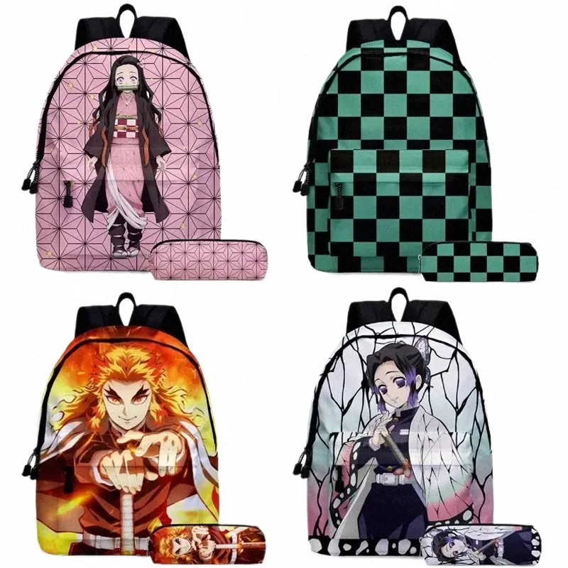 Demon Slayer Nezuko Backpack Set: 2-Piece Anime School Bags, Kimetsu No ...