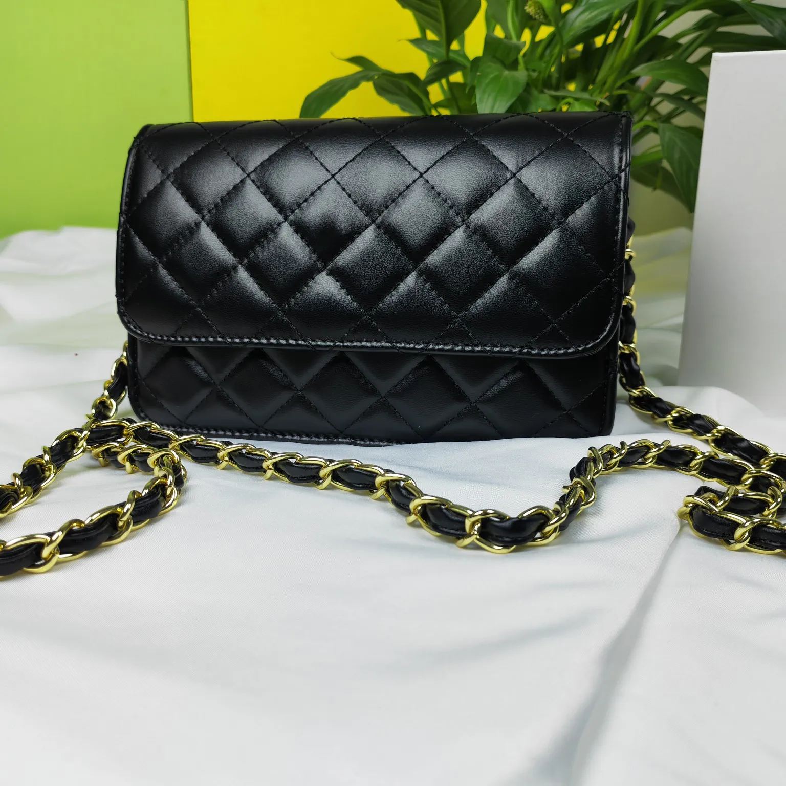 10A Designer Black Leather Shoulder Bag: Luxury Mini Chain Purse Wallet ...