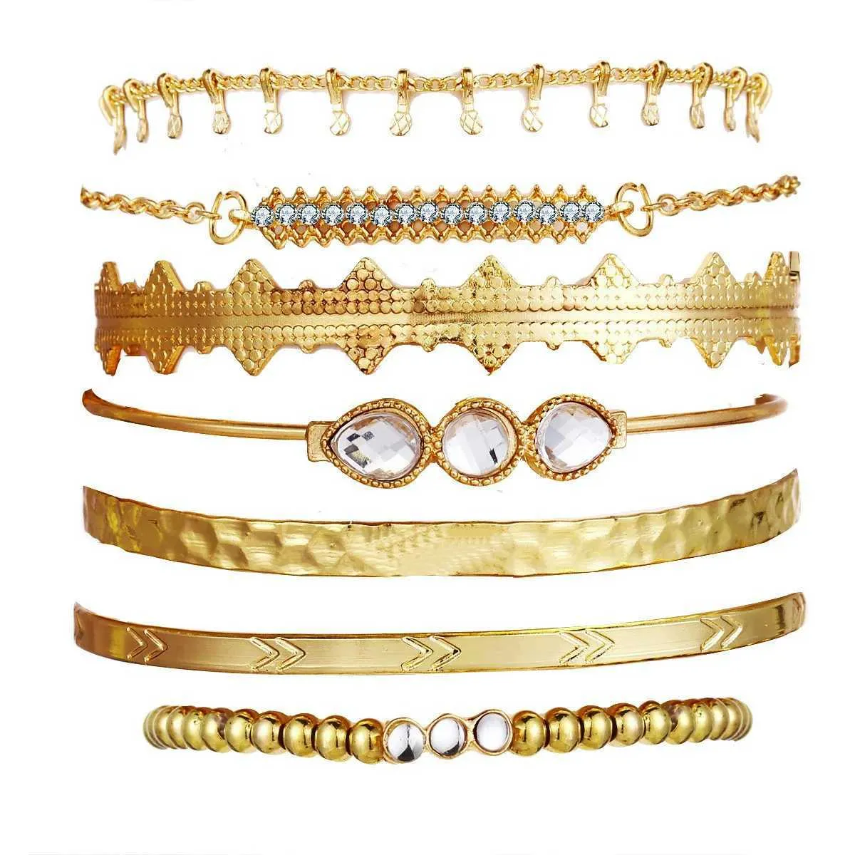 Geometric Gold Chain Bracelet Set - Premium Women's Fashion Jewelry ...