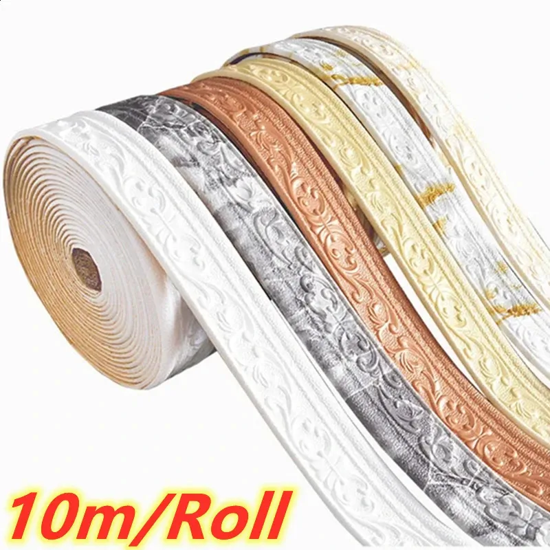 10m Roll 3D Wall Trim Skirting Border Self Adhesive Waterproof ...
