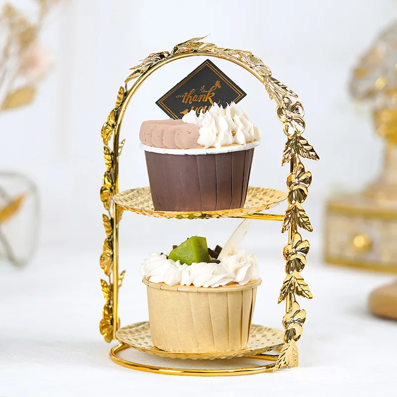 Elegant Wrought Iron Cake Stand: 2 Tier Dessert Display Tray For Living ...