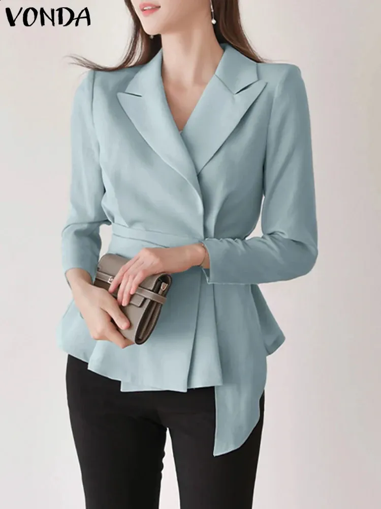 Elegant Long Sleeve Blazer Coat - Solid Color Lapel Neck Oversized ...