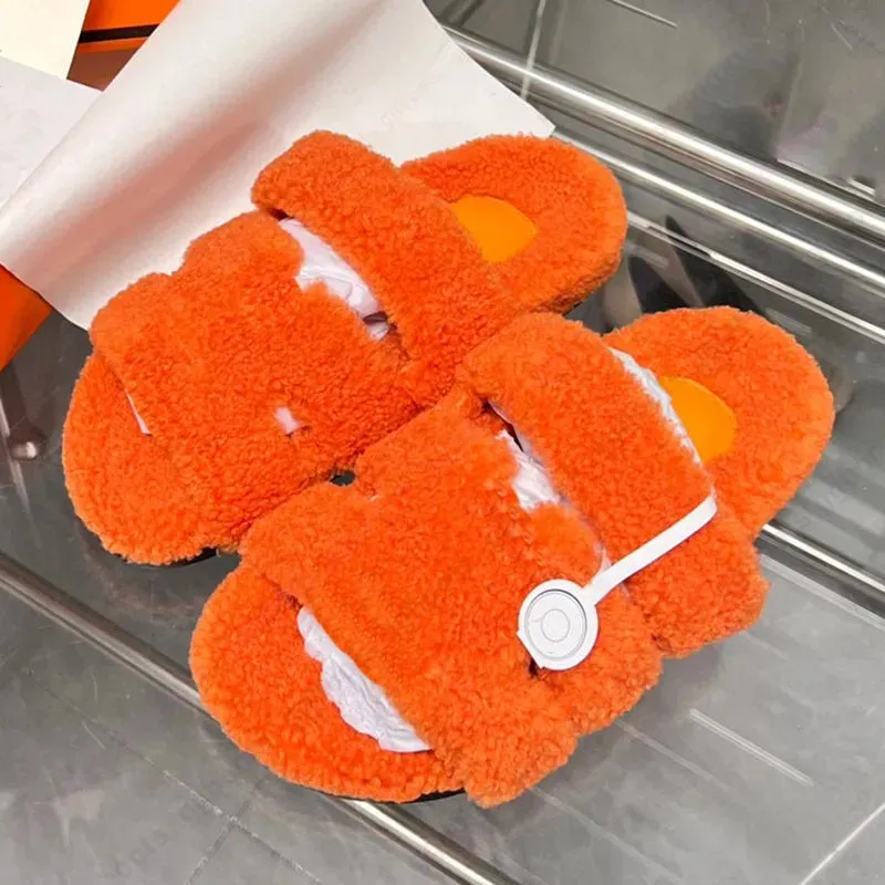 Winter Plush Designer Wool Slipperss For Women And Men Teddy Fuzzy Flop ...