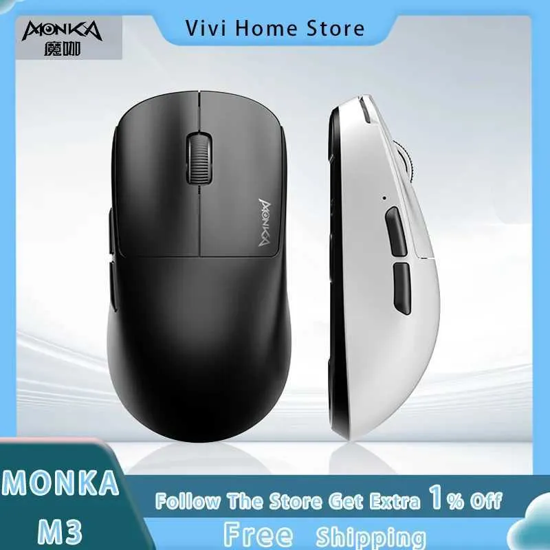 Monka M3 Wireless Gaming Mouse - Lightweight 3395 Sensor, Tri-Mode 2.4G ...