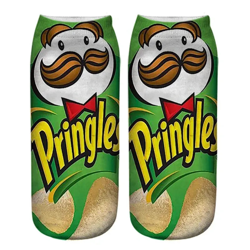 3D Printed Potato Chips & Fries Low Ankle Fun Cotton Socks Funny ...