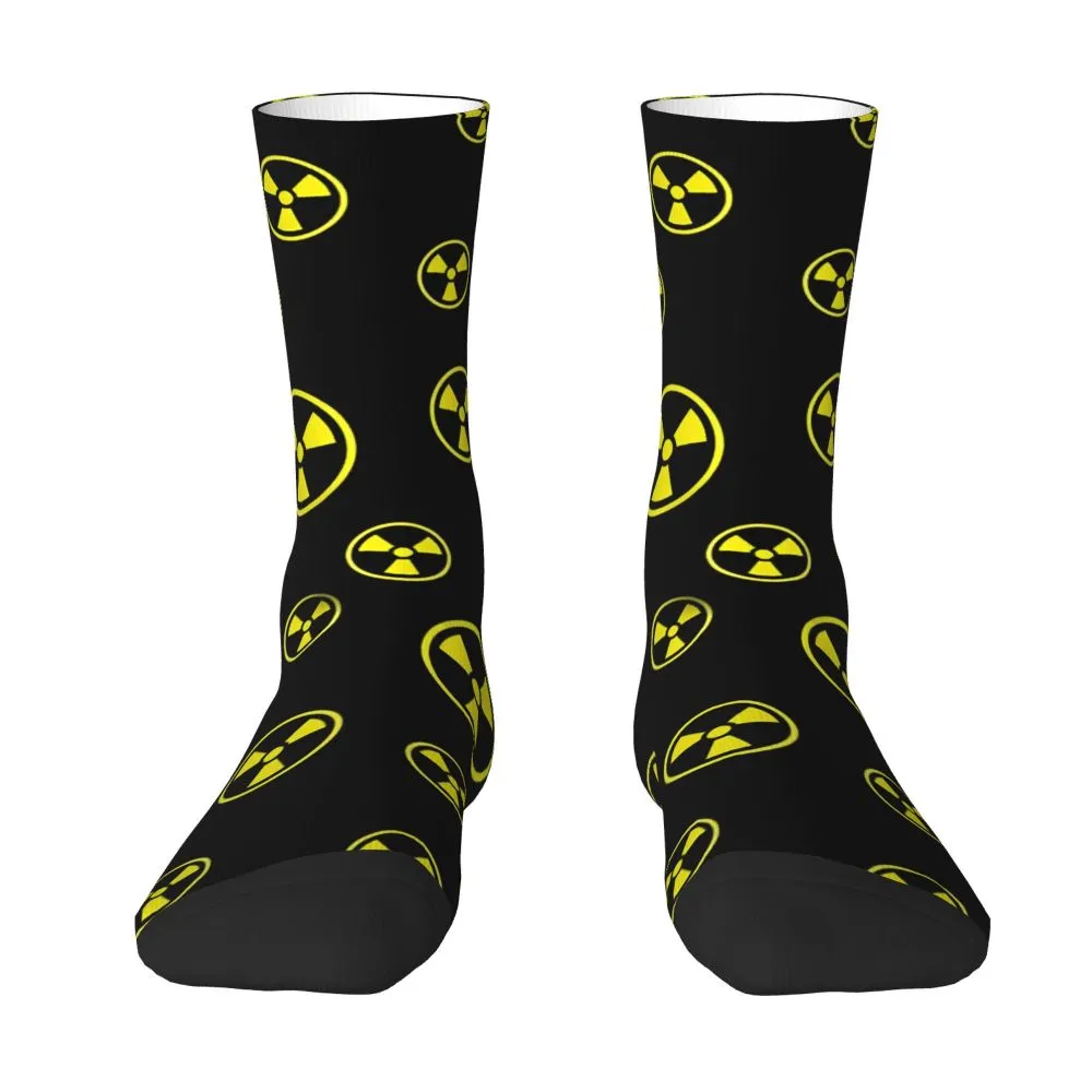 Harajuku Retro Radioactive Yellow & Black Radiation Symbol Crew Socks ...