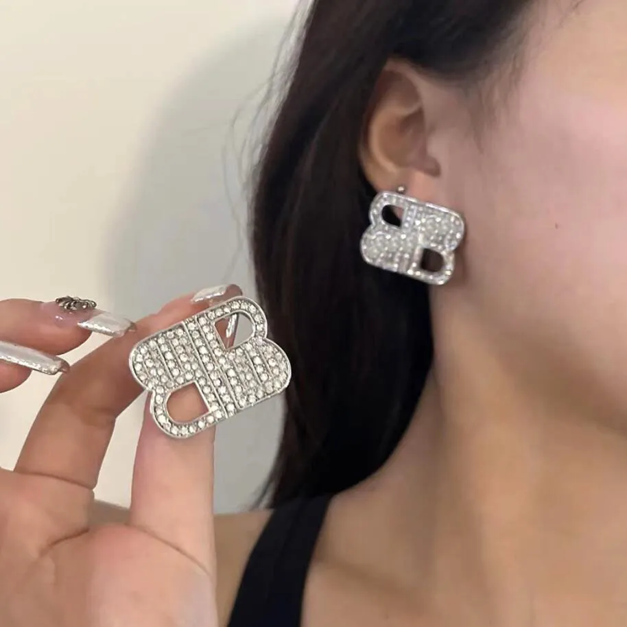 Designer B Family Alphabet Silver Statement Earrings High End Womens ...