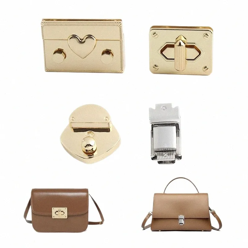 Gold Rectangle Turn Lock - DIY Bag Hardware, Secure Twist Lock Clasp ...