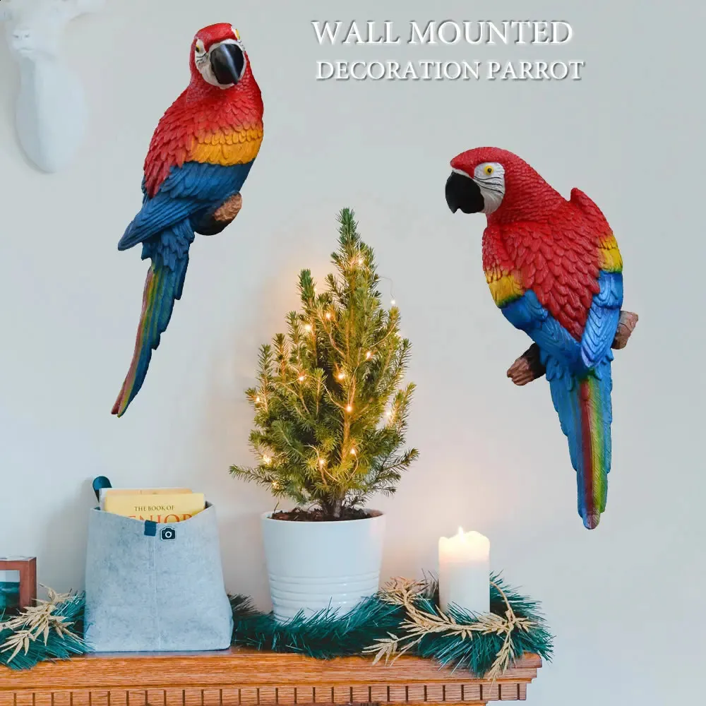Creative Resin Parrot Wall Décor Sculpture, Hand-Painted Colorful ...