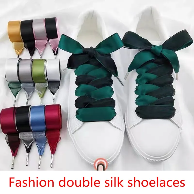 Double Silk Satin Ribbon Shoelaces Flat For Sneakers Shoes, Quality ...
