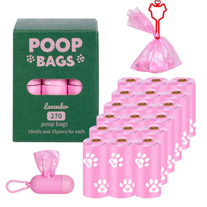 Dog Poop Bags with Key Chain Dispenser Clip Biodegradable Leak-Proof ...