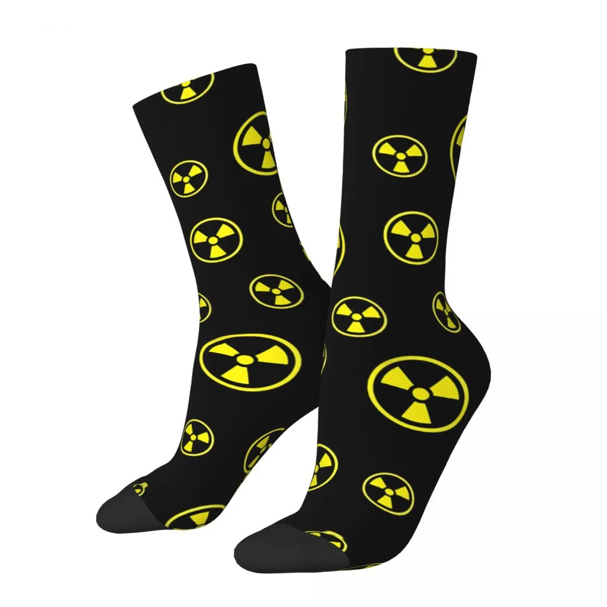 Harajuku Retro Radioactive Yellow & Black Radiation Symbol Crew Socks ...