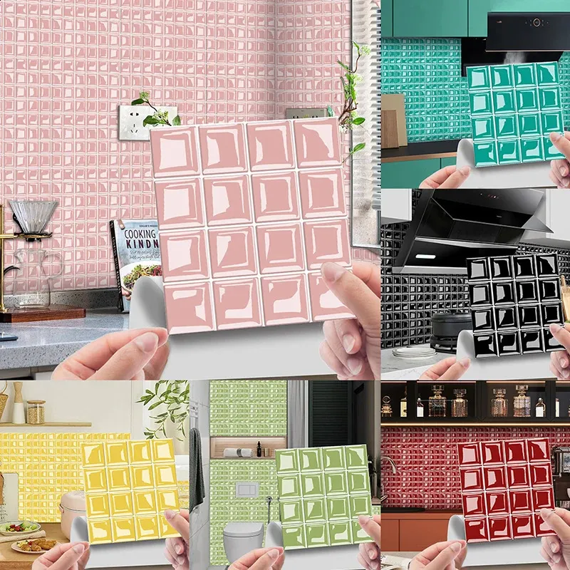 10x10cm Self Adhesive Crystal Tile Stickers PVC Waterproof For Wall ...