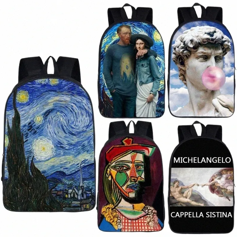 Starry Night Van Gogh Michelangelo Backpack For Teenage Girls And Boys ...