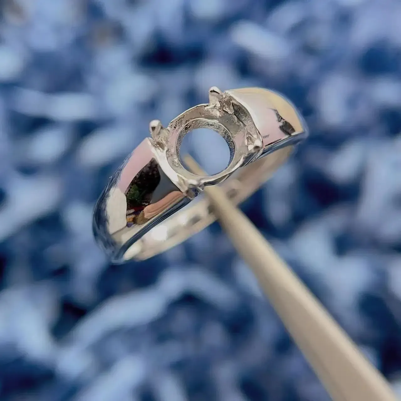 S925 Sterling Silver DIY Ring Holder - Inlay Hollow Circular Setting 5 ...