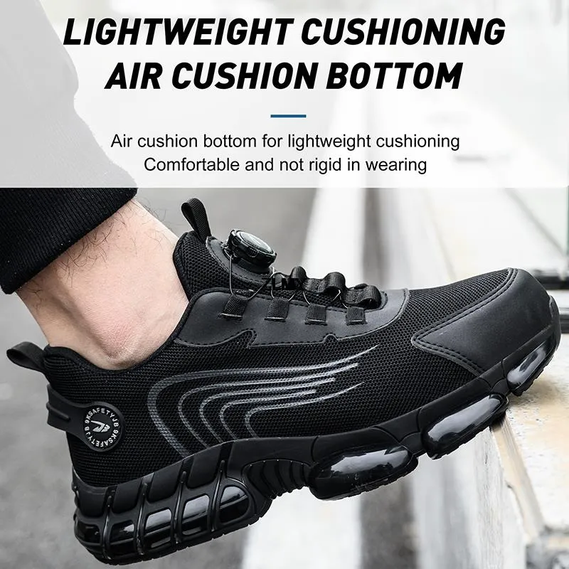 Steel Toe Safety Shoes: Men's Work Boots with Rotary Button, Puncture ...