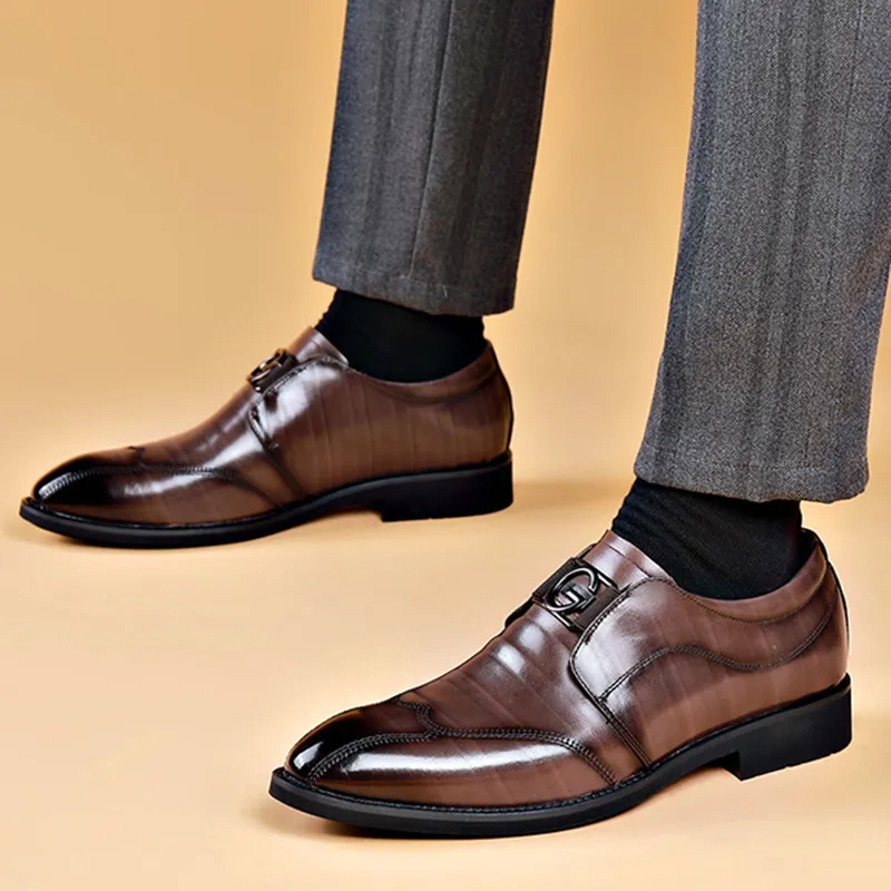 Premium Leather Slip-On Dress Shoes: Elegant Pointed Toe, Perfect for ...