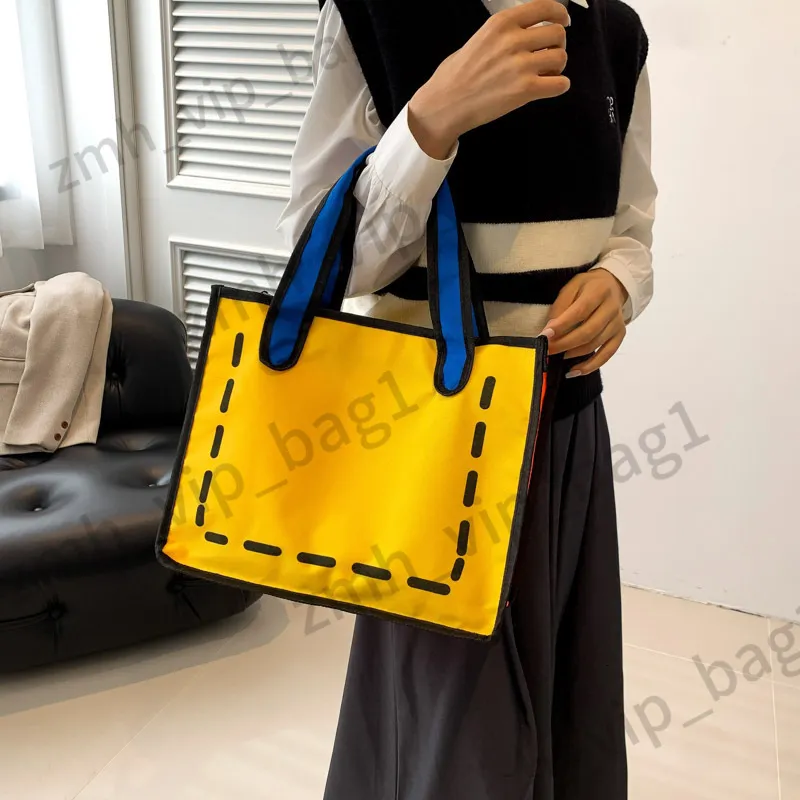 Designer 2D Cartoon Tote Bag Cute Lady Yellow Shoulder Bag For Women ...
