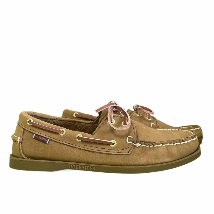 men Authentic Sebago Docksides Shoes - Premium Leather Moc Toe Lace Up ...