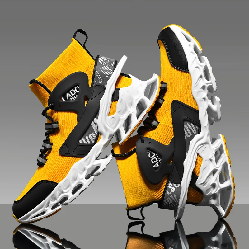 Men's White Chunky High-Top Sneakers - Casual, Sporty, & Comfortable ...