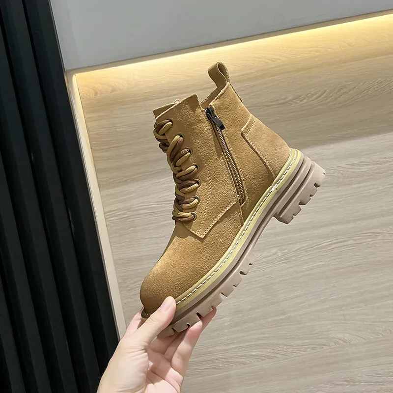 AIYUQI Womens Leather Ankle Boots Soft Cow Split... From Factory ...