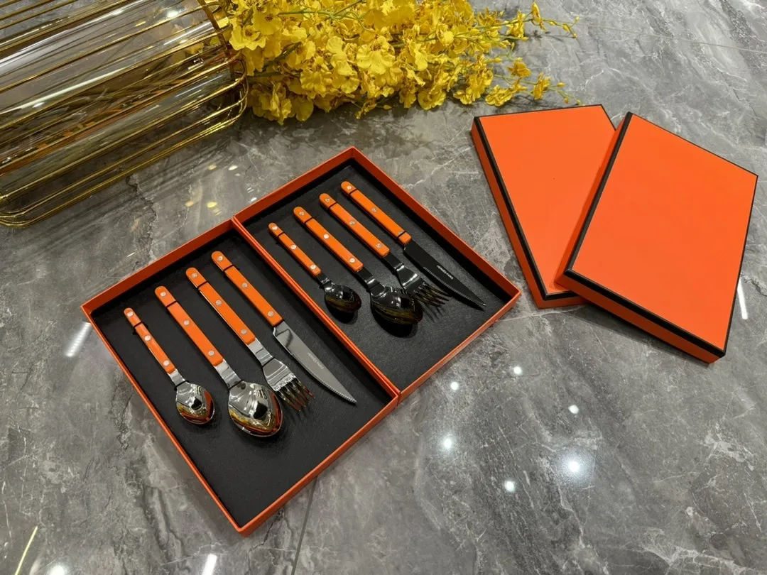 Designer Folk Set: Luxury Stainless Steel 4-Piece Knife and Spoon Set ...