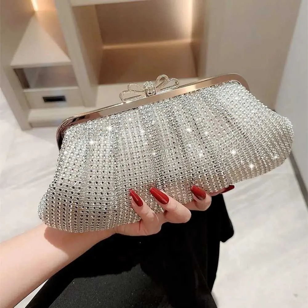 Sparkling Rhinestone Evening Clutch Bag - Silver Chain Handbag for ...