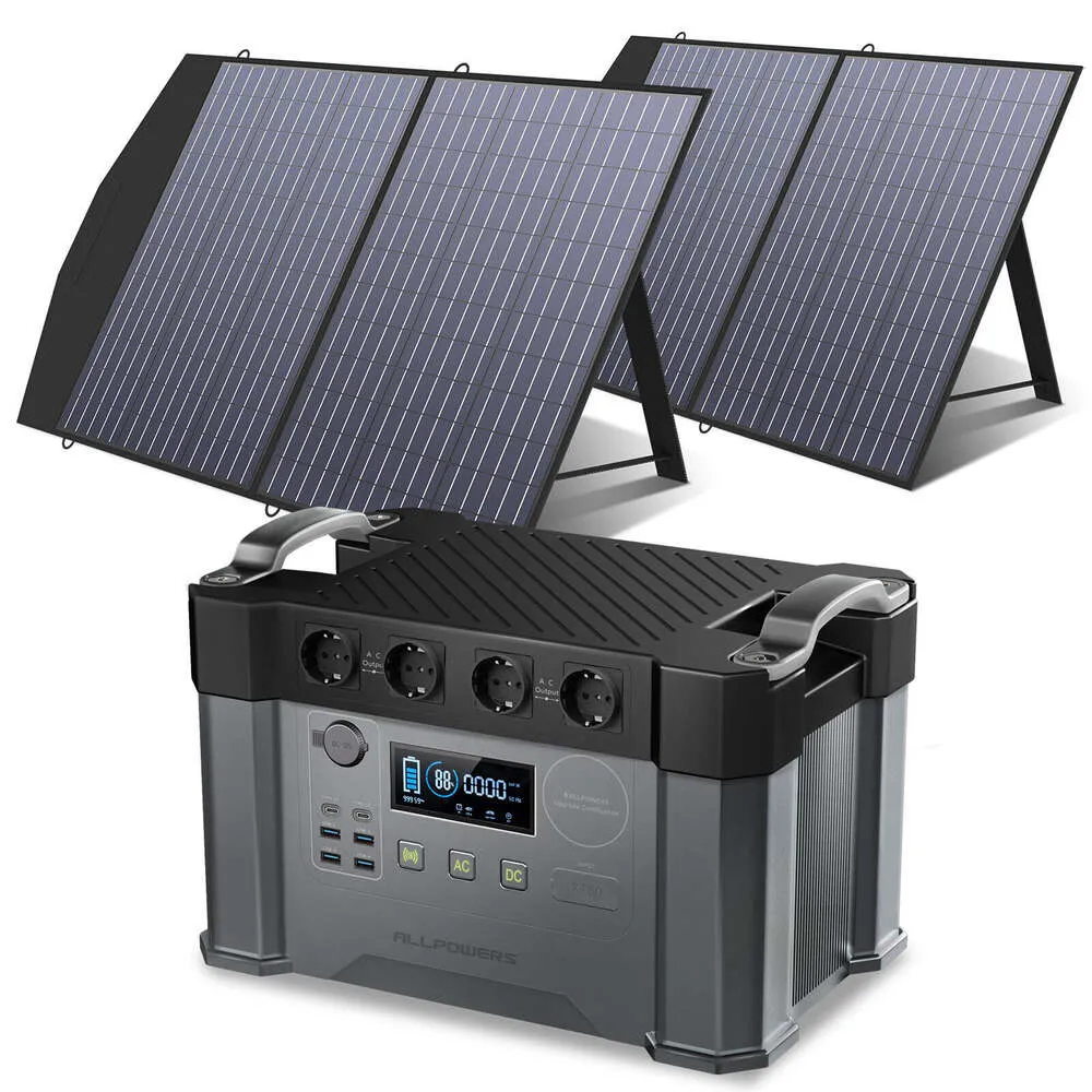 2000W Solar Generator: Portable Power Station with 2100W Solar Panel ...