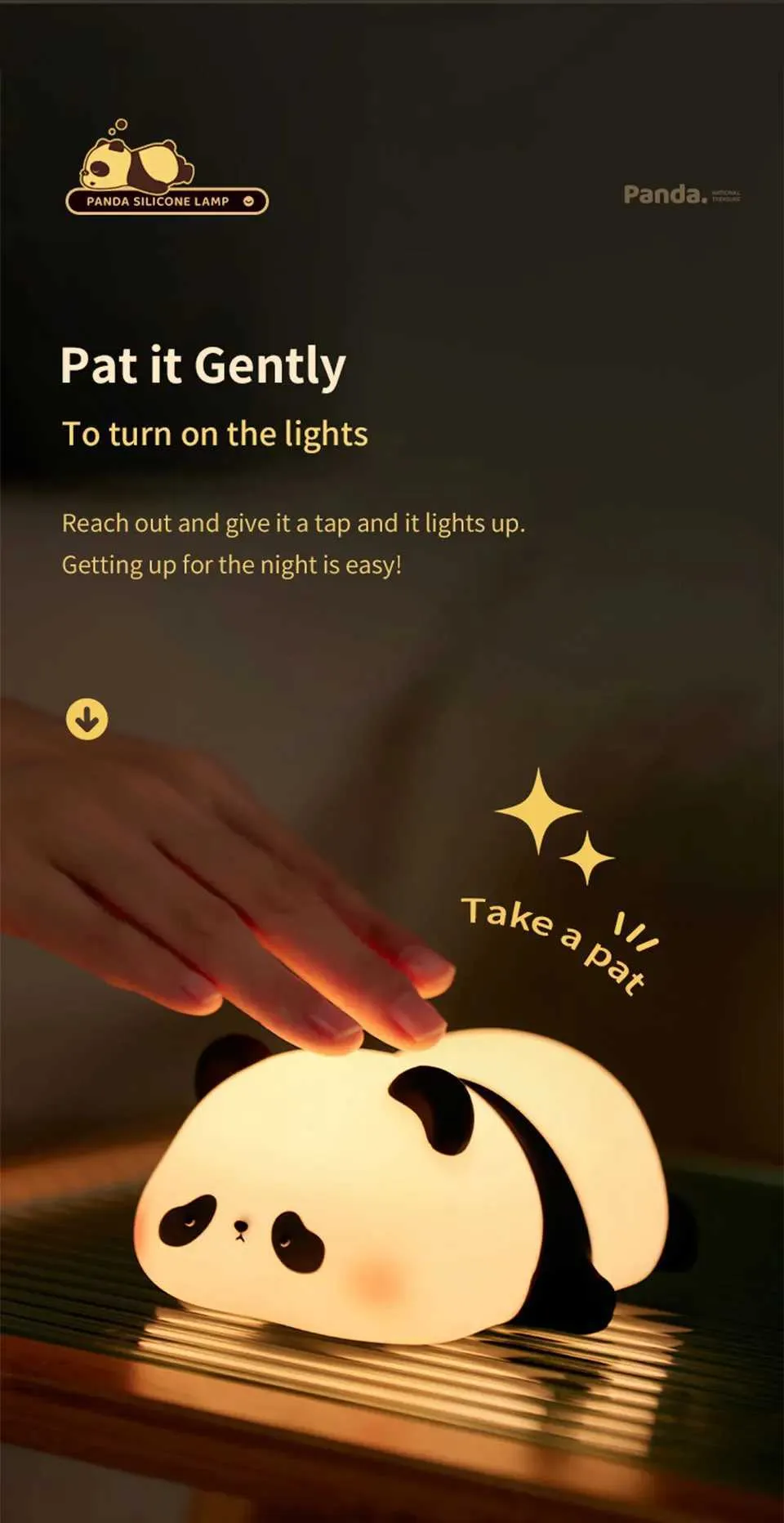 DHgate.com:Squishy Panda Night Light: Rechargeable LED Mood Lamp for ...