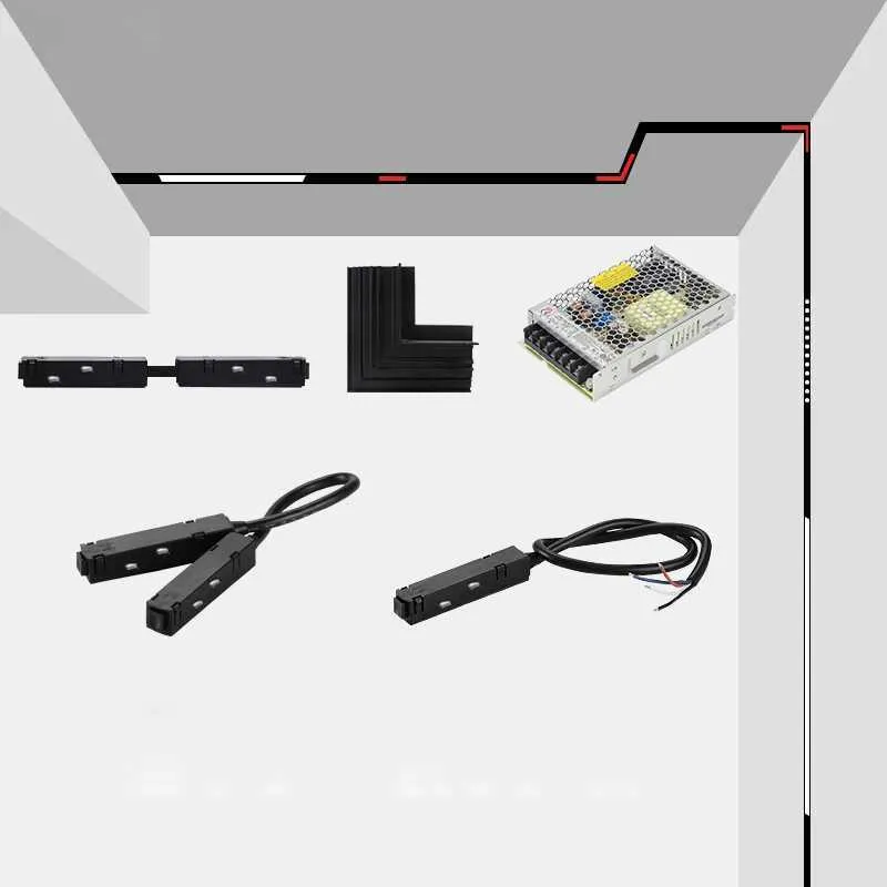Magnetic LED Track Lighting System Rail Kit, Corner Connector, 48V ...