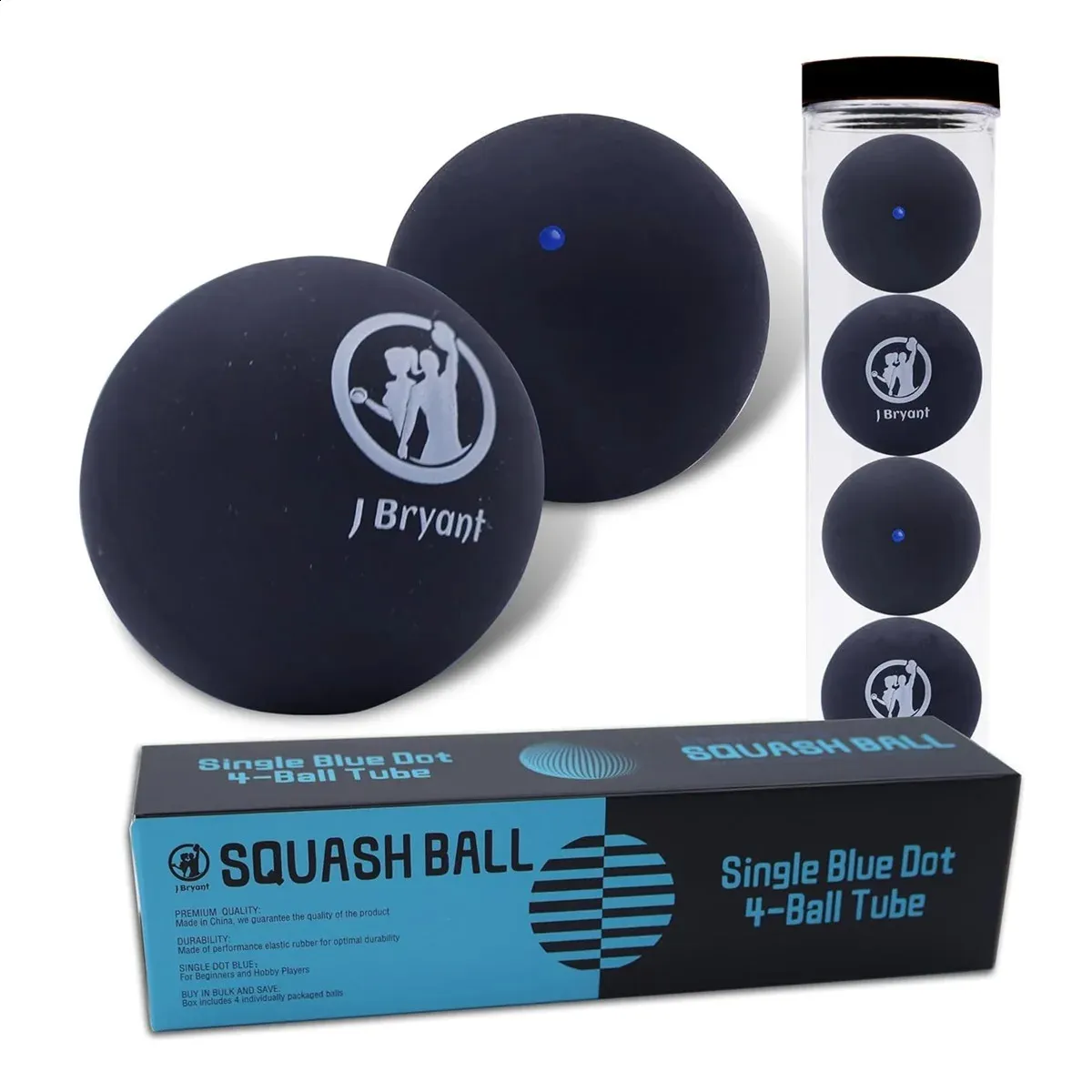 Premium Blue Dot Squash Balls: 4-Pack Beginner Rubber Training Set from ...