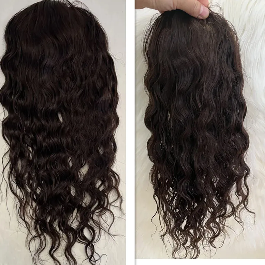 18 Natural Deep Wave Curly Clip-in Silk Lace Hair Topper for Women ...