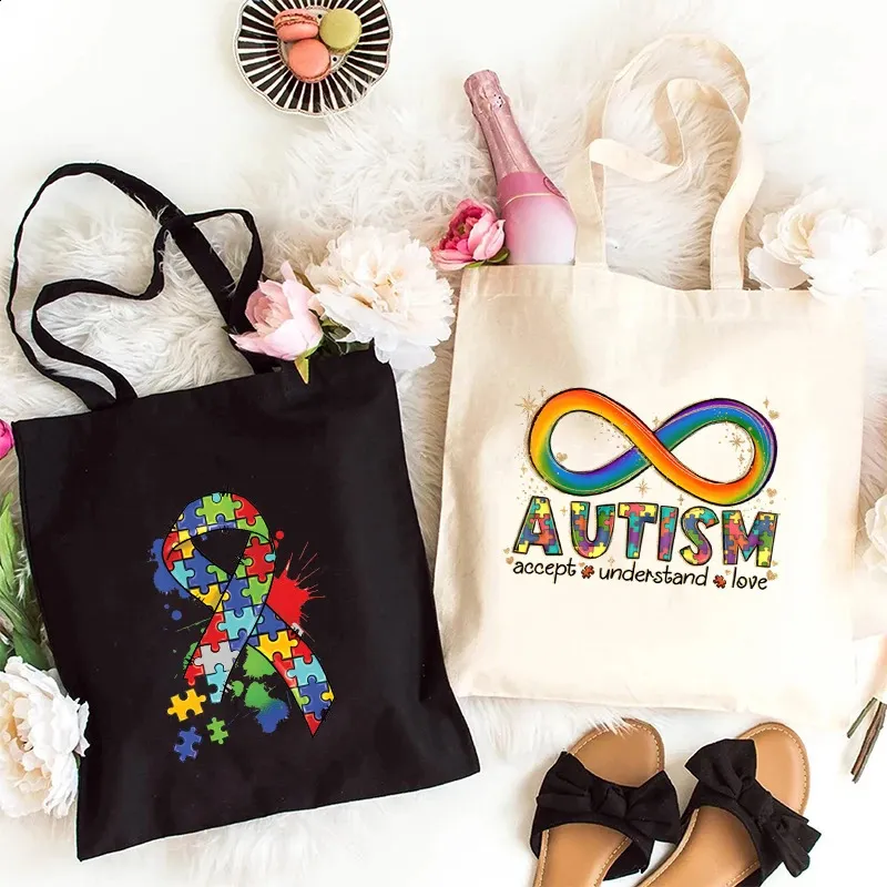 Autism Awareness Canvas Tote: Stylish & Durable Shopping Bag for ...