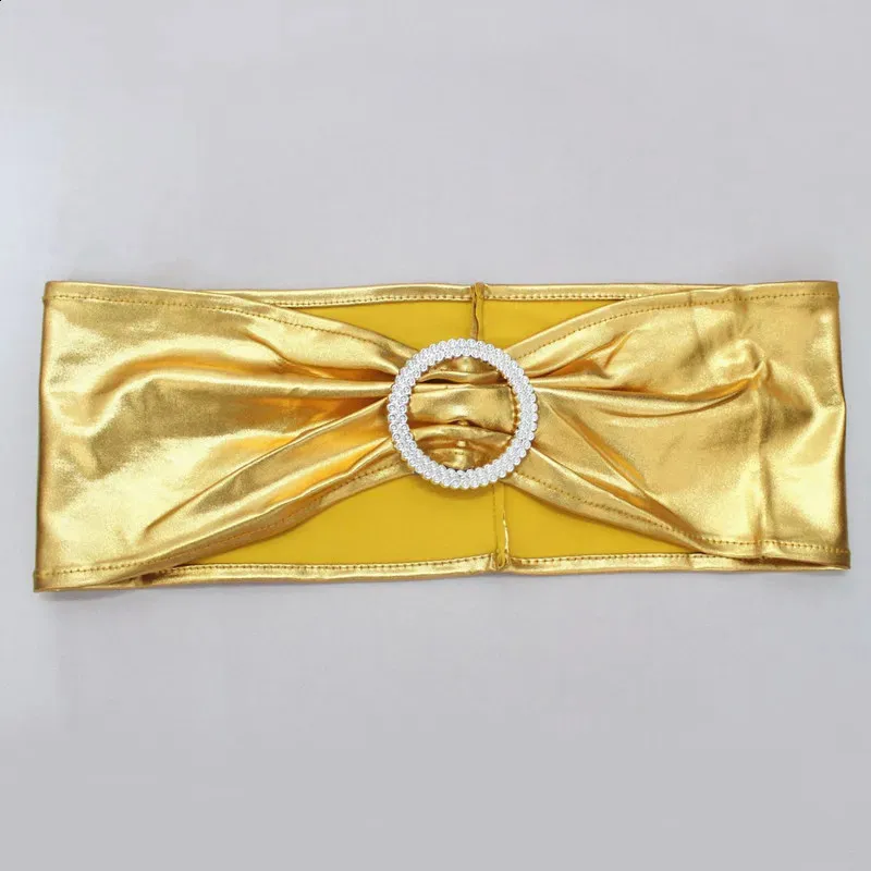 Metallic Gold & Silver Stretch Chair Sashes with Buckle - Set - Premium ...