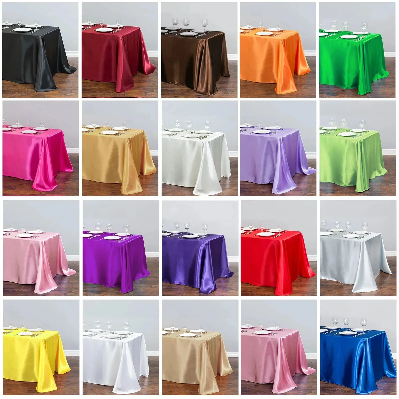 Dining Table Satin Tablecloth: Elegant Solid Color Overlay for Weddings ...
