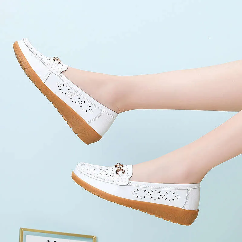 Breathable Leather Slip On Wedge Shoes For Women With Soft Ribbed ...