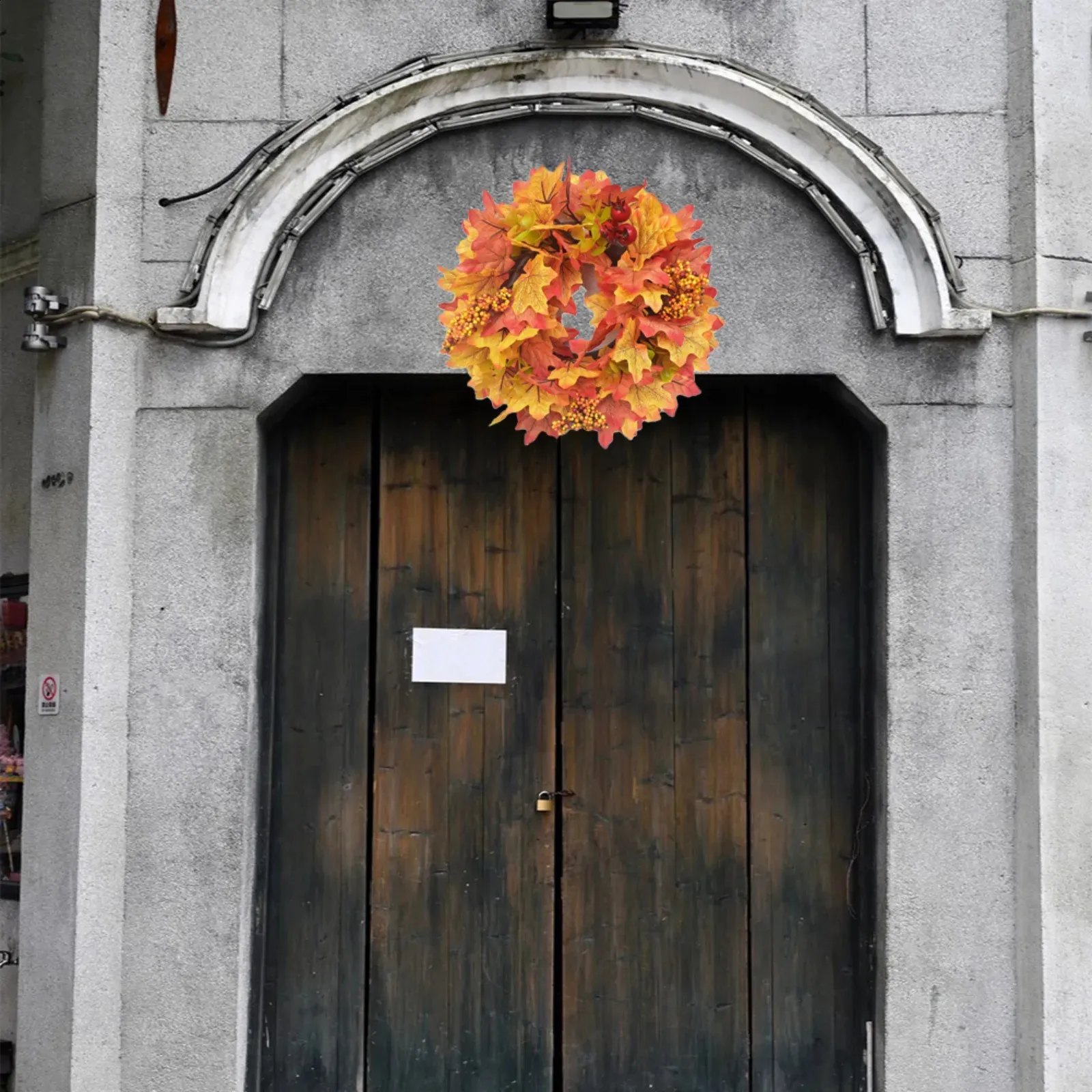 Autumn Wreath Artificial Maple Leaves Fall Ronde Flower with LED Strip ...