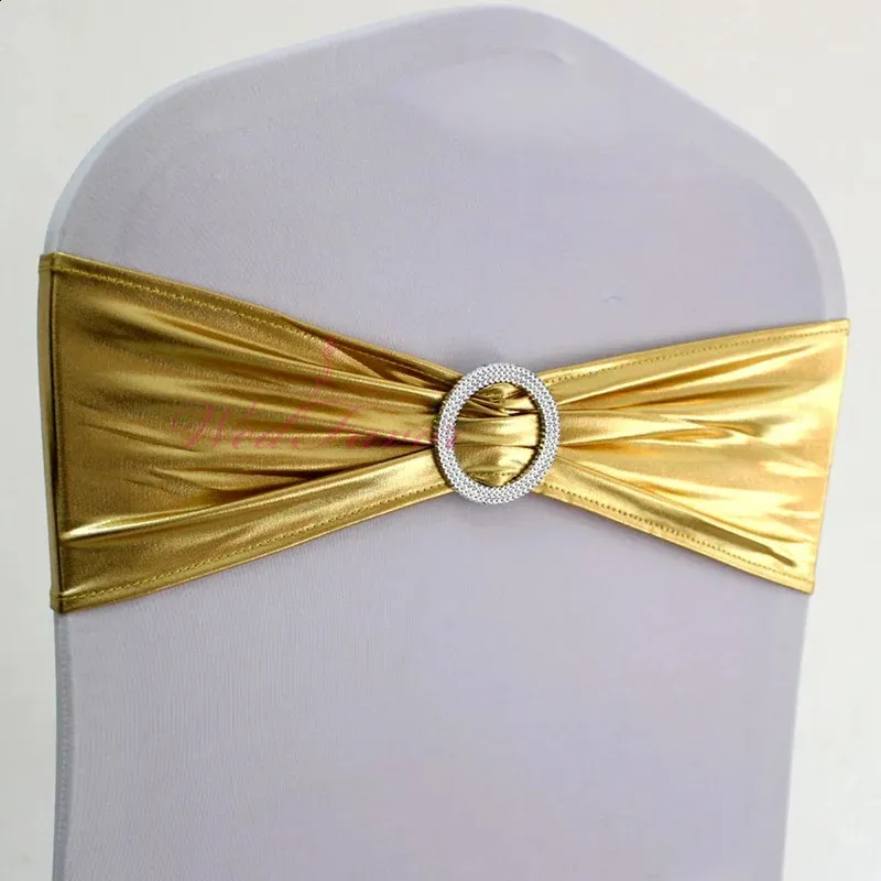 Metallic Gold & Silver Stretch Chair Sashes with Buckle - Set - Premium ...