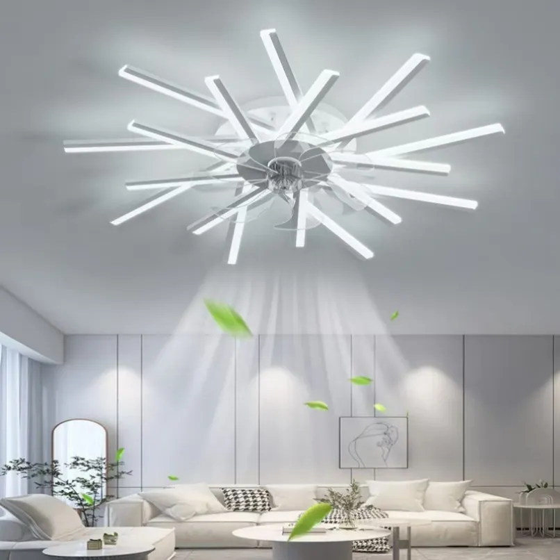 Modern LED Ceiling Fan With Remote Quiet DC Motor Light Fixture For ...
