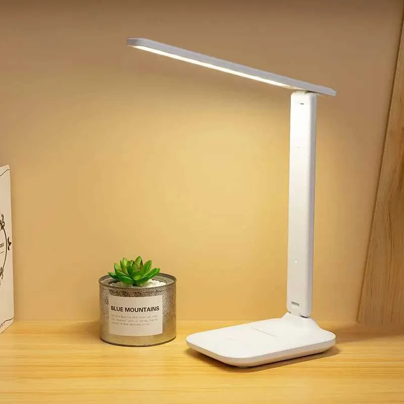 Folding LED Desk Lamp: USB Rechargeable, Touch Dimming, Eye Protection ...