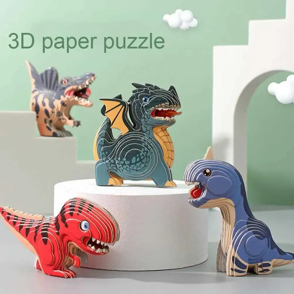 Dinosaur 3D Paper Puzzle For Kids Educational Montessori Toys Funny DIY ...