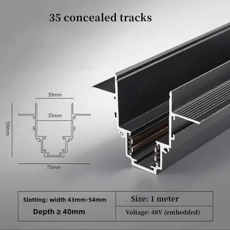 Modern Recessed Magnetic Recessed Track With LED Lamp For Indoor ...