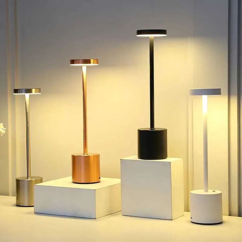 Modern Metal Rechargeable LED Desk Lamp - Copper Accent, Touch Control ...