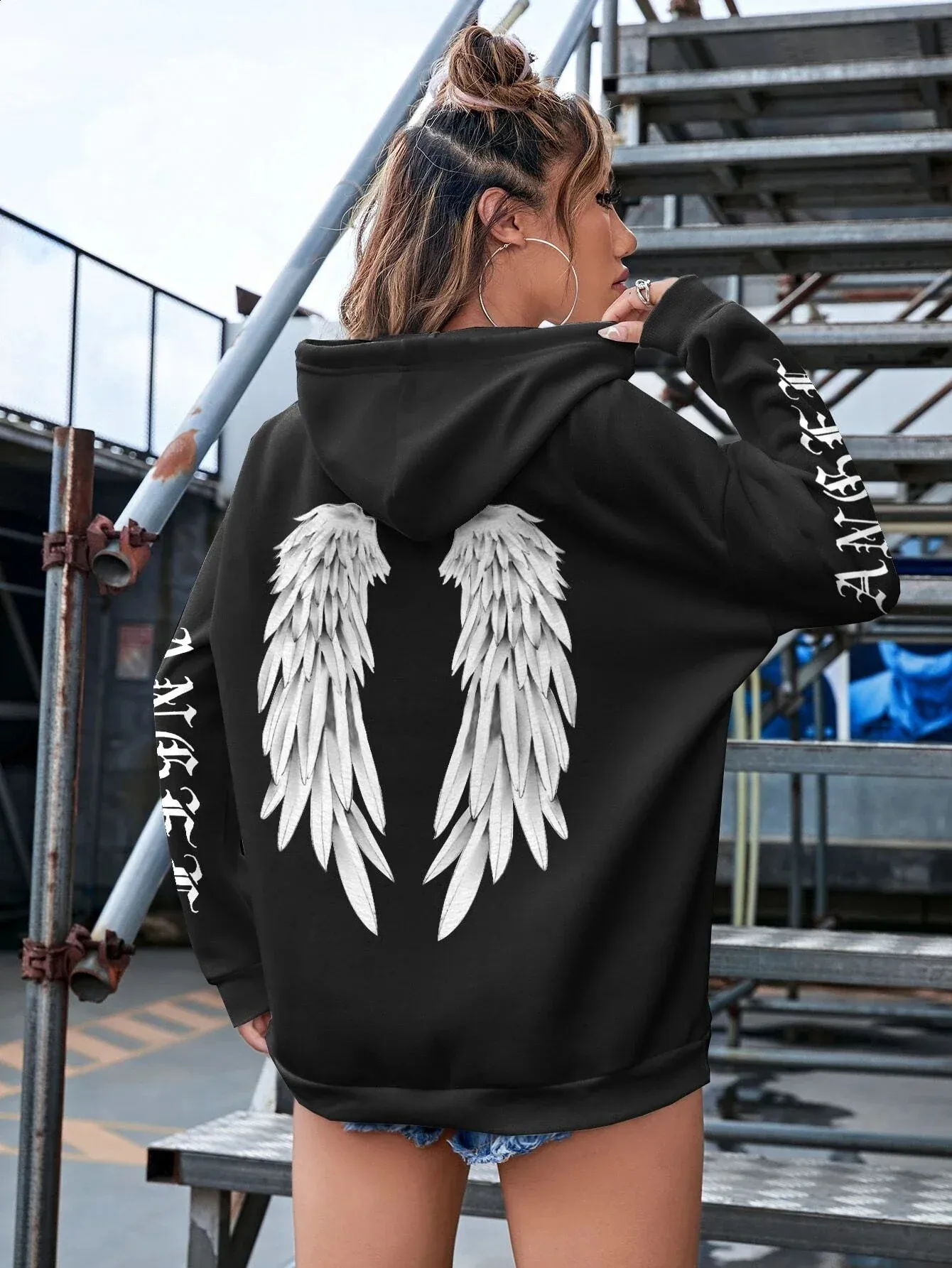 Beautiful Angel Wings Printed Hoodie for Women - Warm, Comfortable ...
